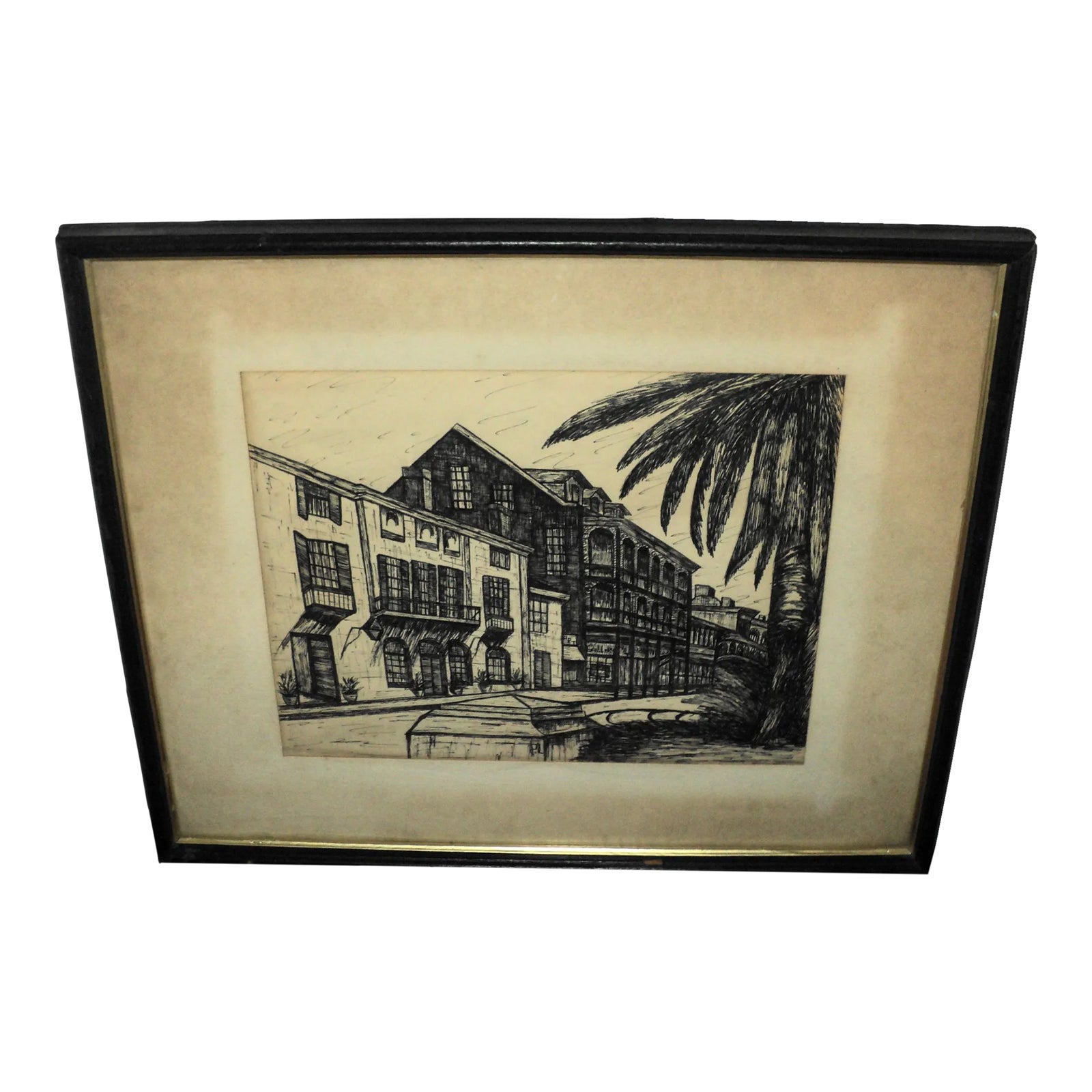 Vintage New Orleans The Paul Morphy House 1805 Signed Etching | Chairish