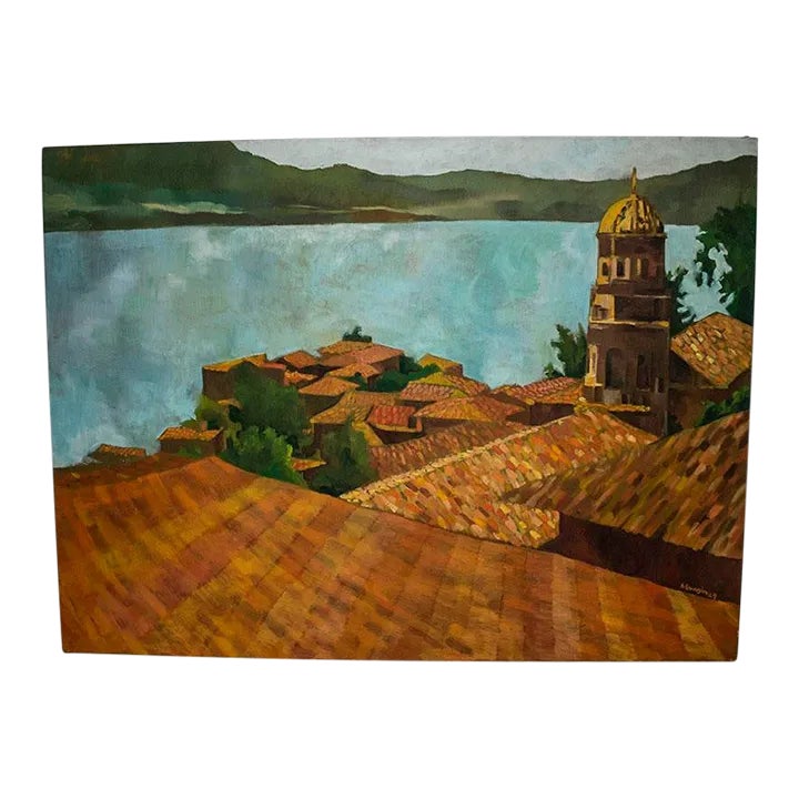 A. Drogin Oil Painting of Scenic Lake Pátzcuaro Mexico - Signed & Dated ...