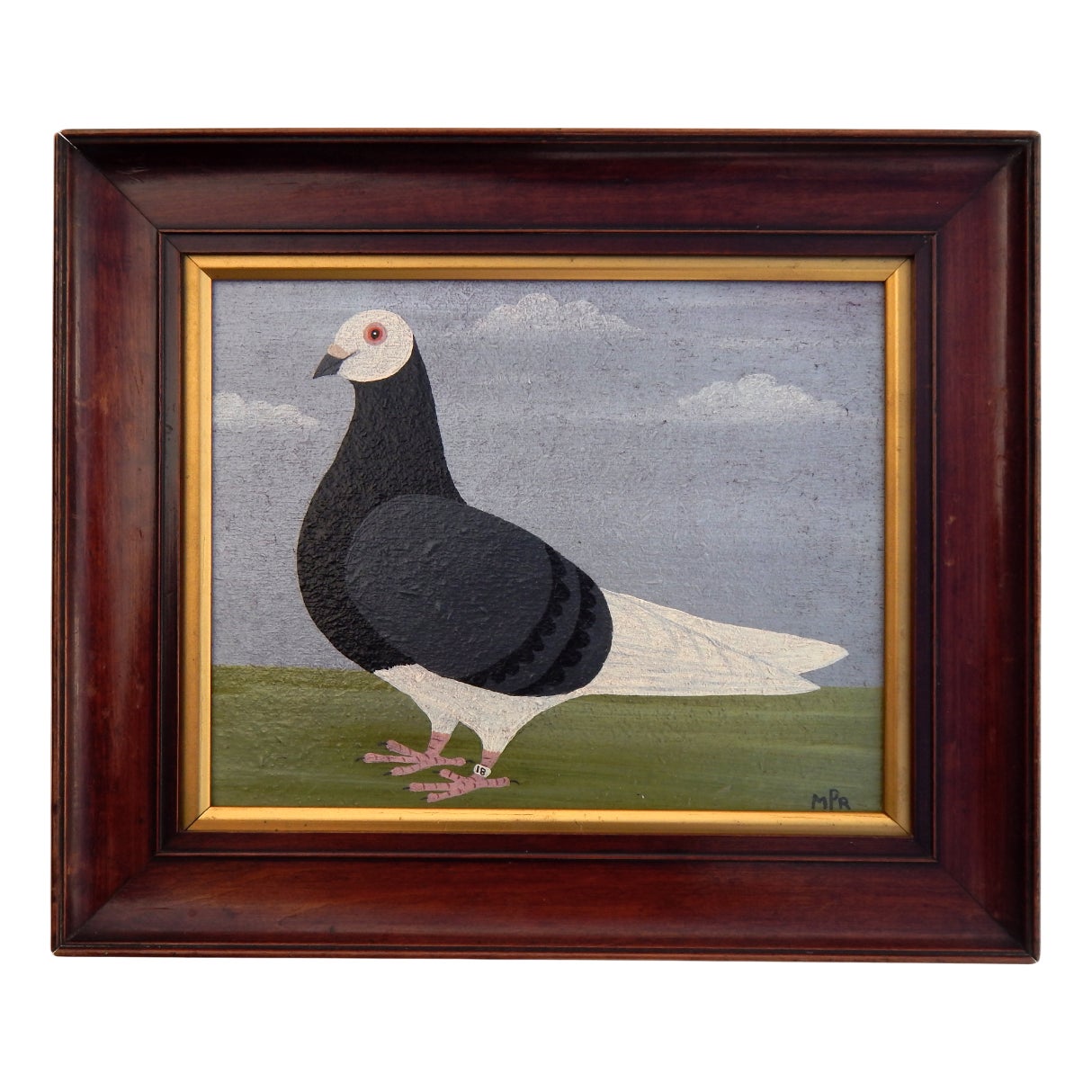 Matt Rix, Naïve Style Racing Pigeon, Oil Painting, Framed | Chairish