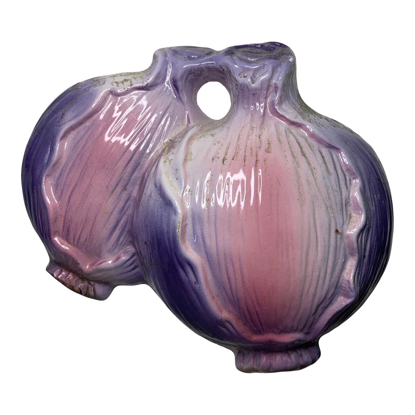 Vintage Purple Ceramic Onion Wall Hanging Kitschy Kitchen Decor | Chairish