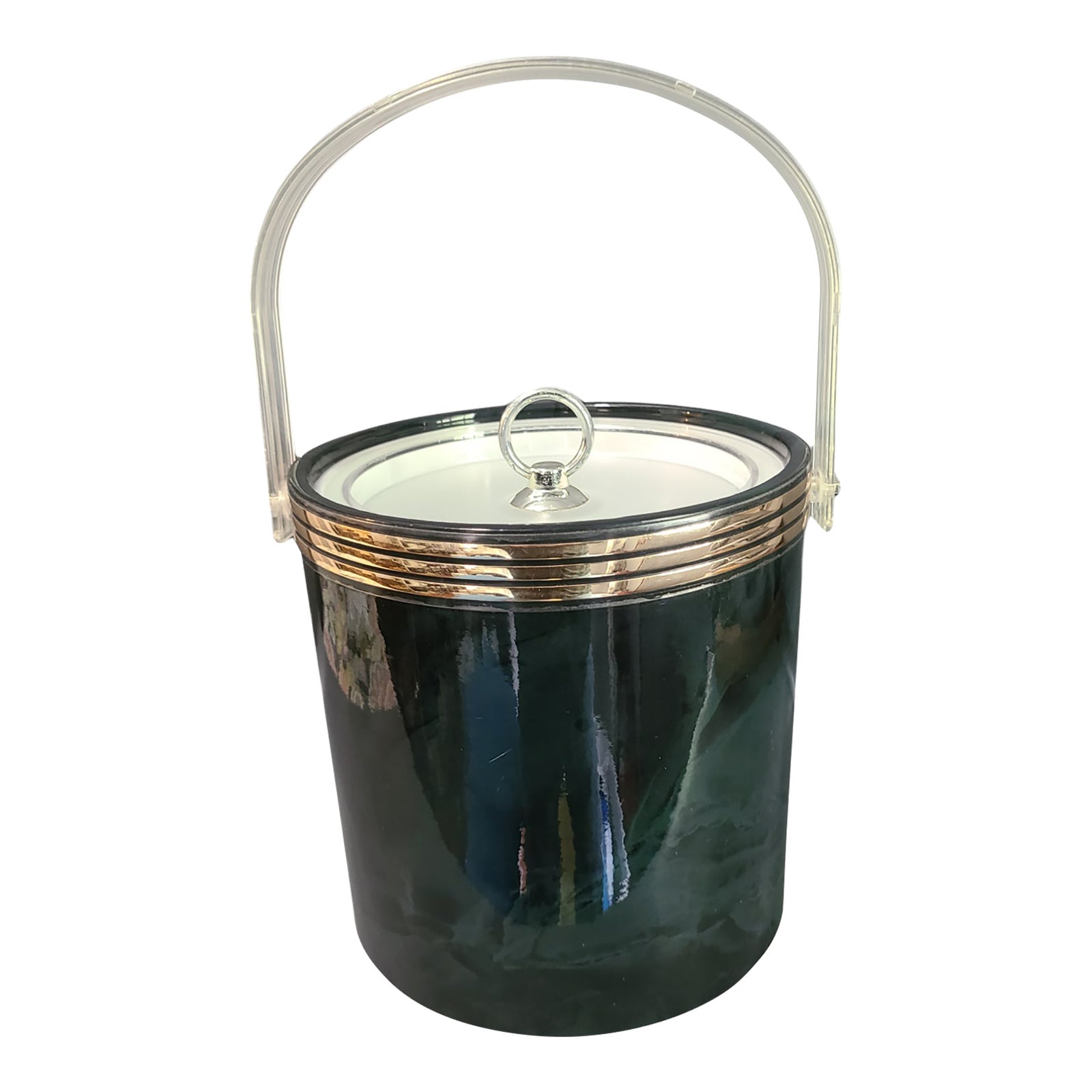 Vintage Mid-Century Modern Marbleized Green Black Lucite Handle & Top ...