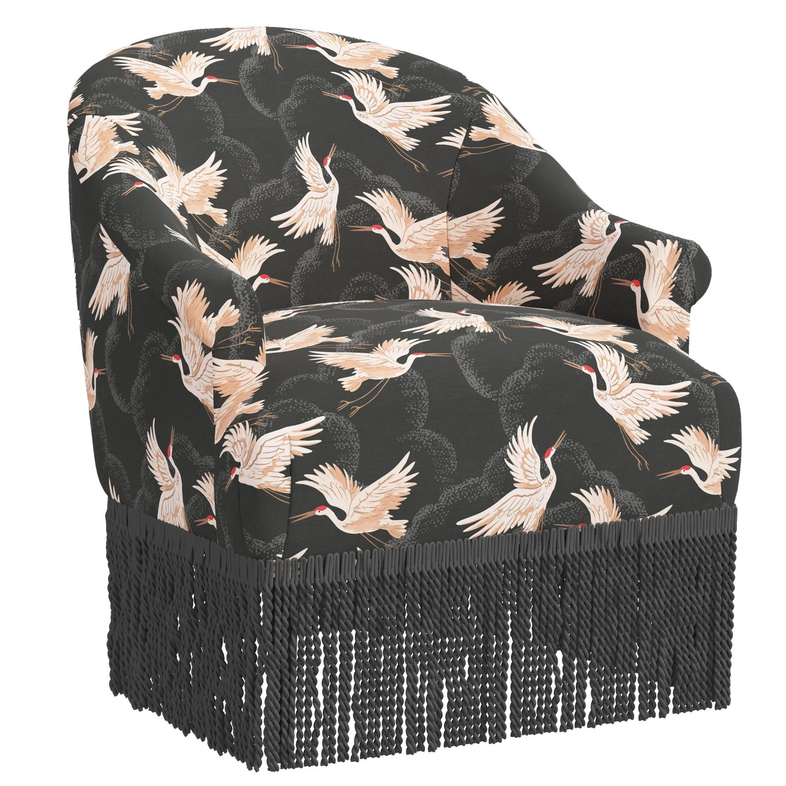 Fringe Chair in Crane Flock Ink Oga | Chairish