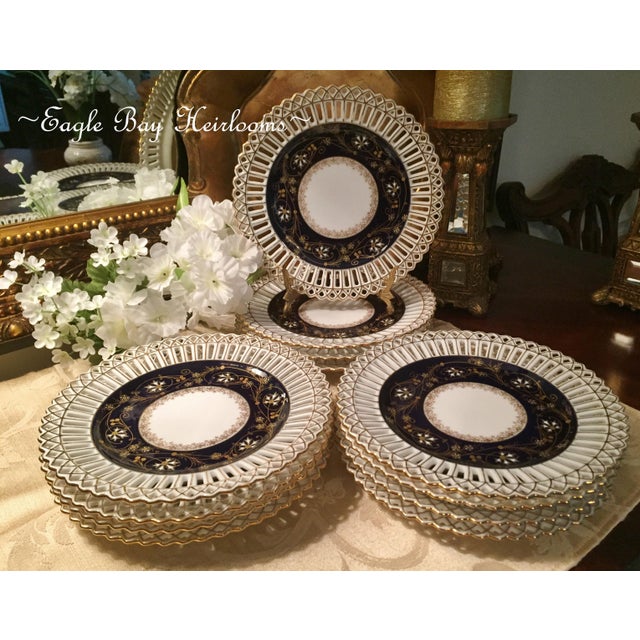 Vintage German Reticulated Gilt Cabinet Dessert Plates | Chairish