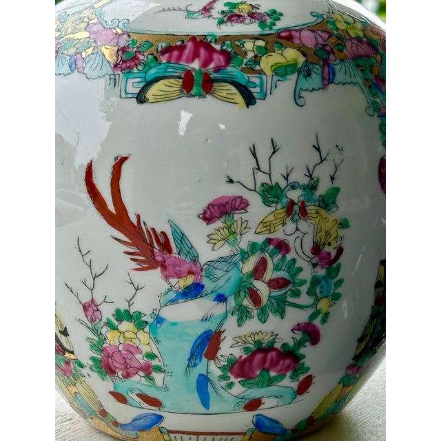 Vintage Chinese Rose Canton Ginger Jar | Chairish