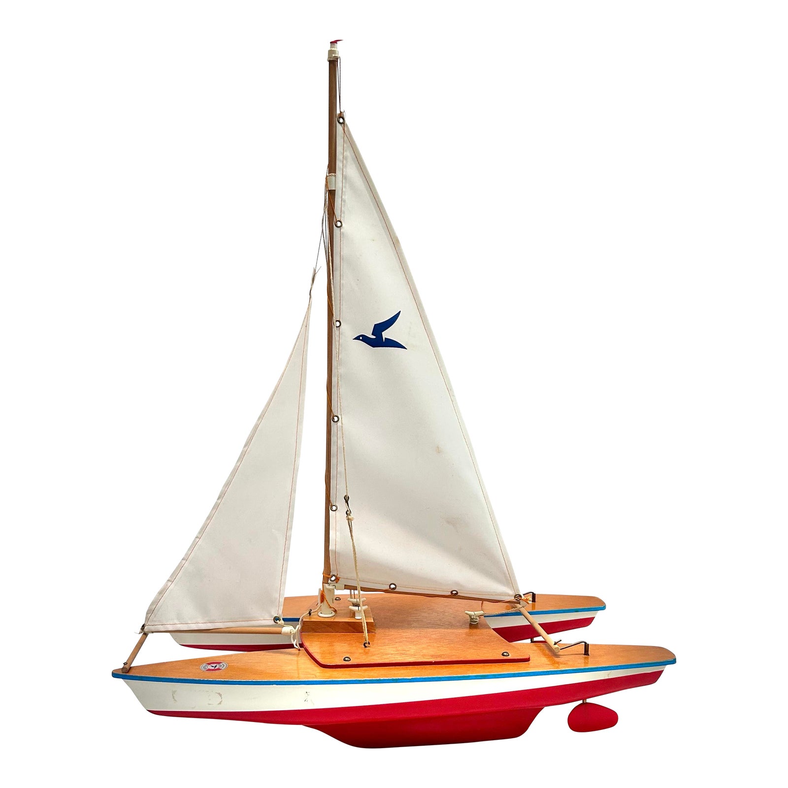 Vintage Pond Boat Model Ship Nautical Catamaran Sailboat Seifert ...