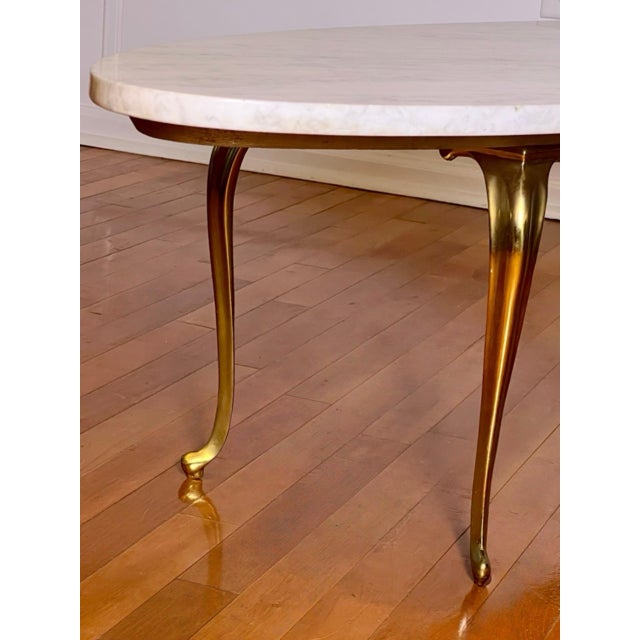 Mid 20th Century Italian Brass and Marble Oval Coffee Table | Chairish