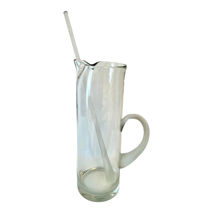 Glass Martini Pitcher With Frosted Handle And Stirrer Chairish