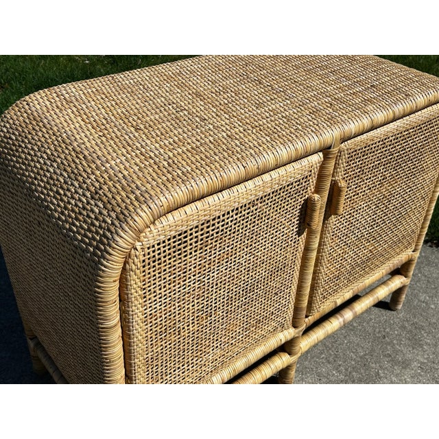 Coastal Natural Rattan Sideboard Attributed to Jamie Young | Chairish