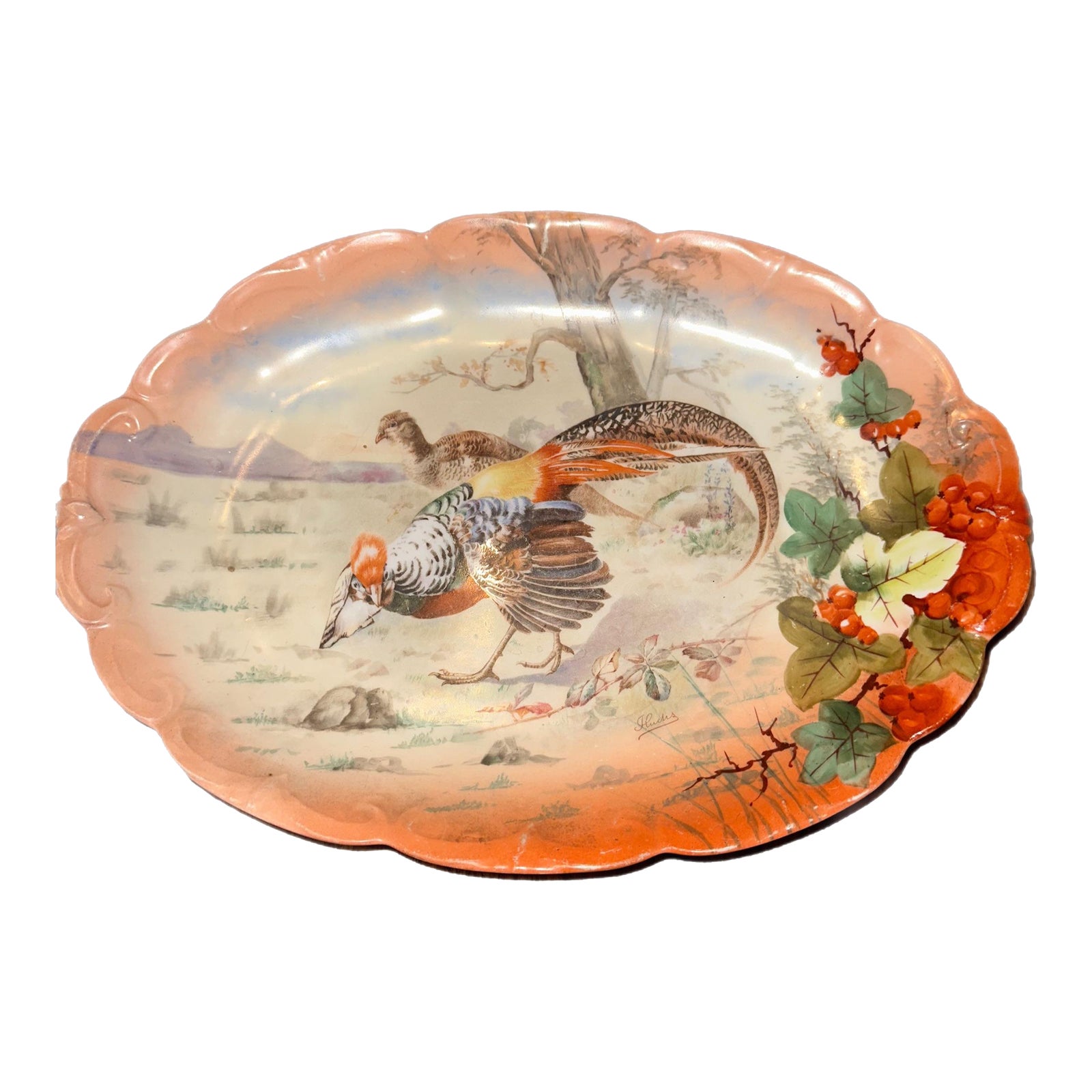 Antique Vienna Austria Porcelain Ph Leonard Phesant Platter, Circa ...