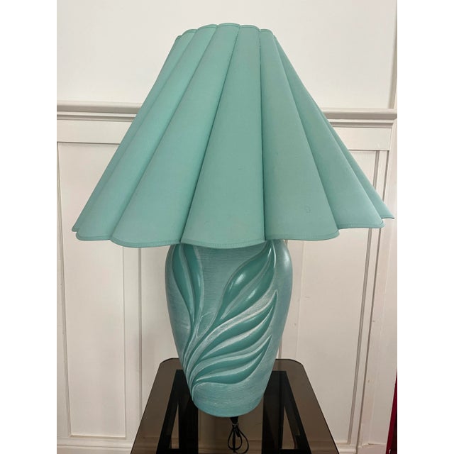 1980s Harris Postmodern Malibu Lamp With Scalloped Shade | Chairish