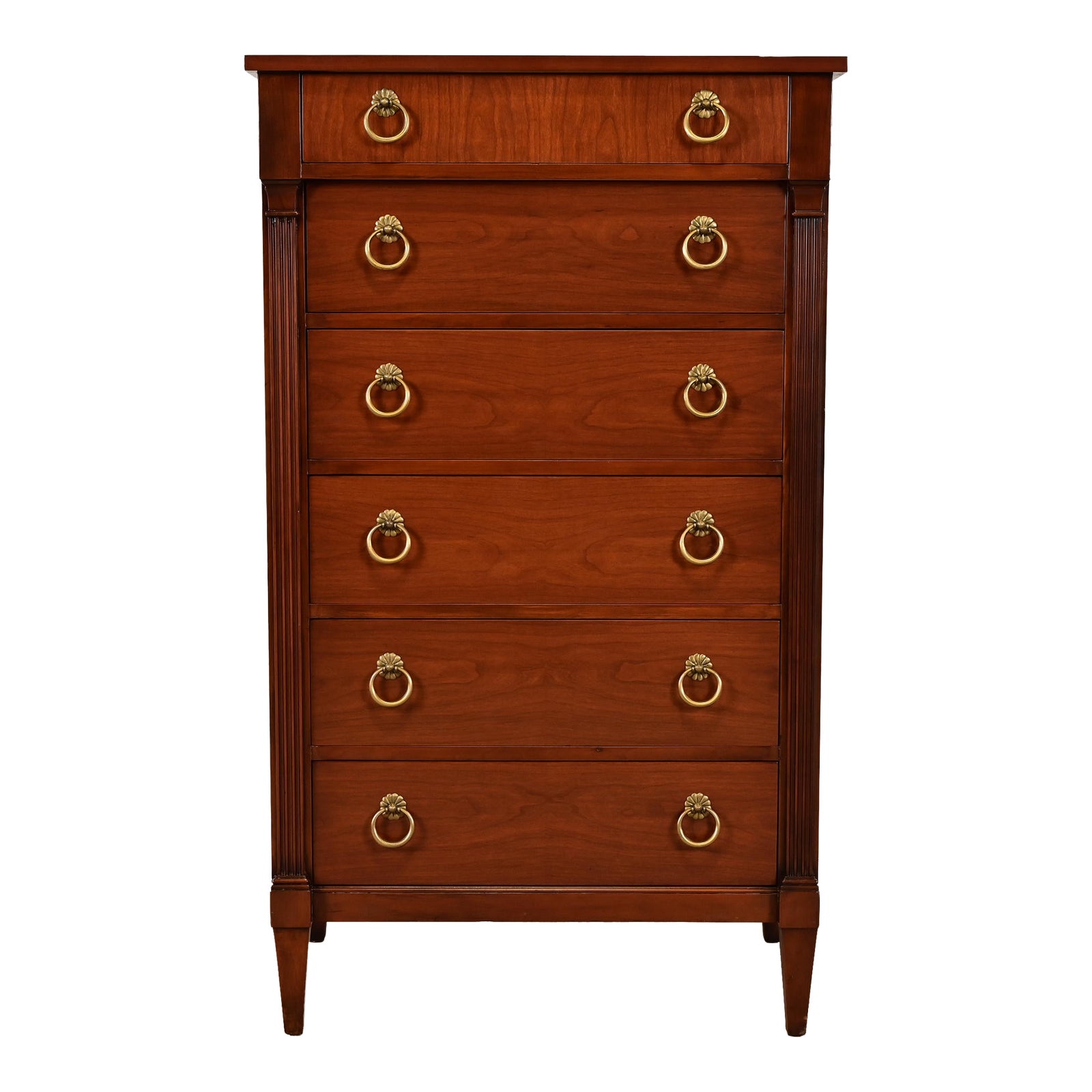 Baker Furniture French Regency Louis XVI Cherry Wood Highboy Dresser or ...