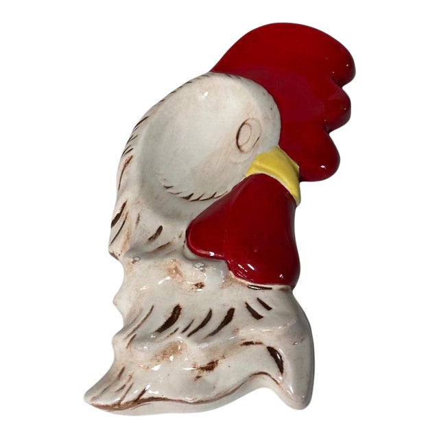 Vintage 1960s Hand Painted Ceramic Rooster Spoon Rest | Chairish