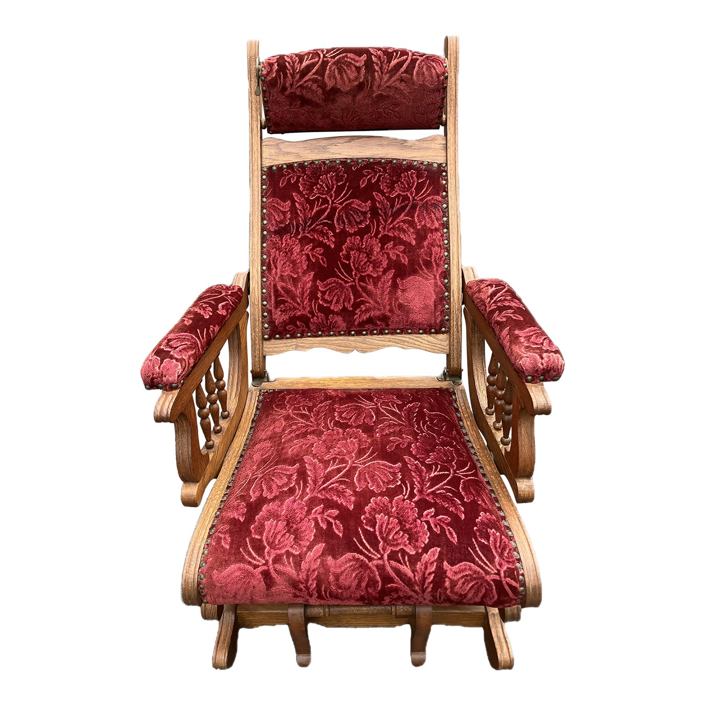 1910s Victorian Platform Rocker With Glider Foot Rest and Adjustable ...