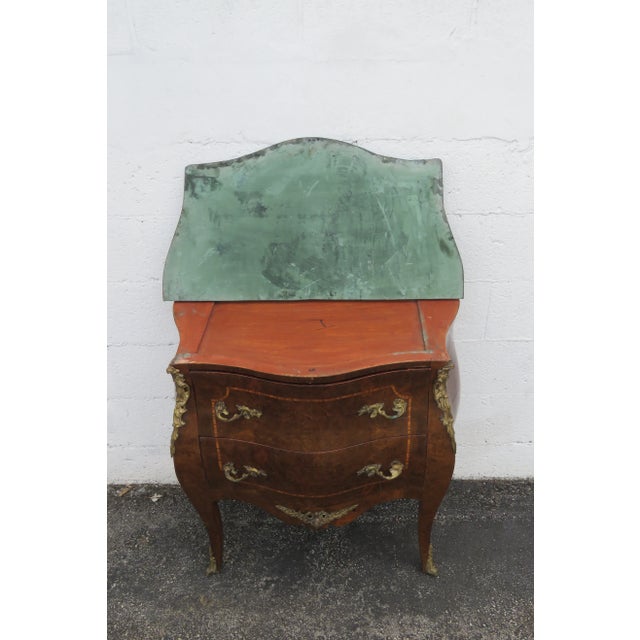 French Marble Top Bombay Serpentine Inlay Commode Dresser Bathroom ...