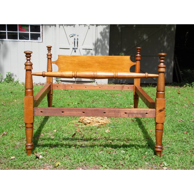 Antique Primitive Solid Chestnut Full Double Rope Bed Tulip Finials ...