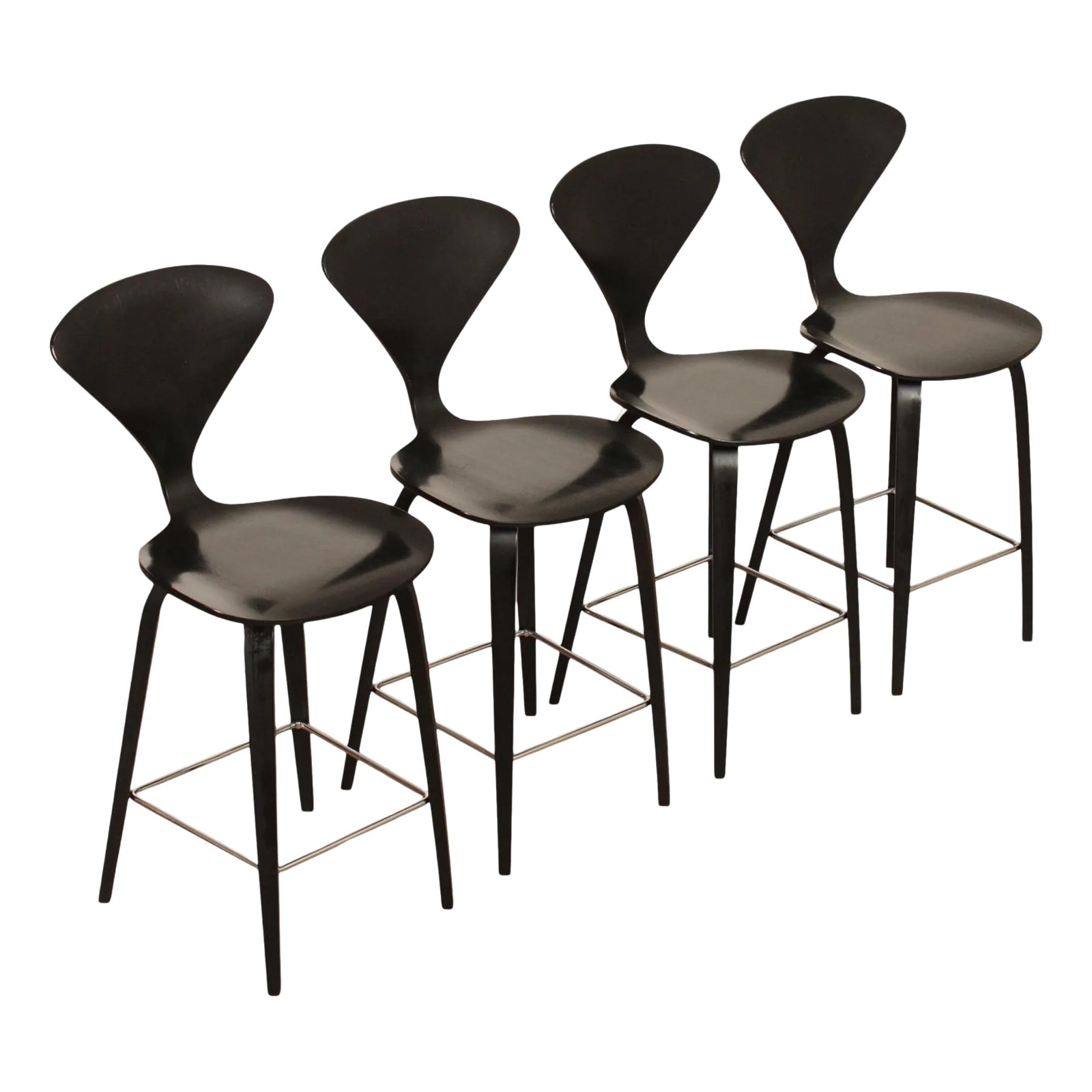 Cherner Mid Century Modern Style Set of Four Black Lacquered Counter ...