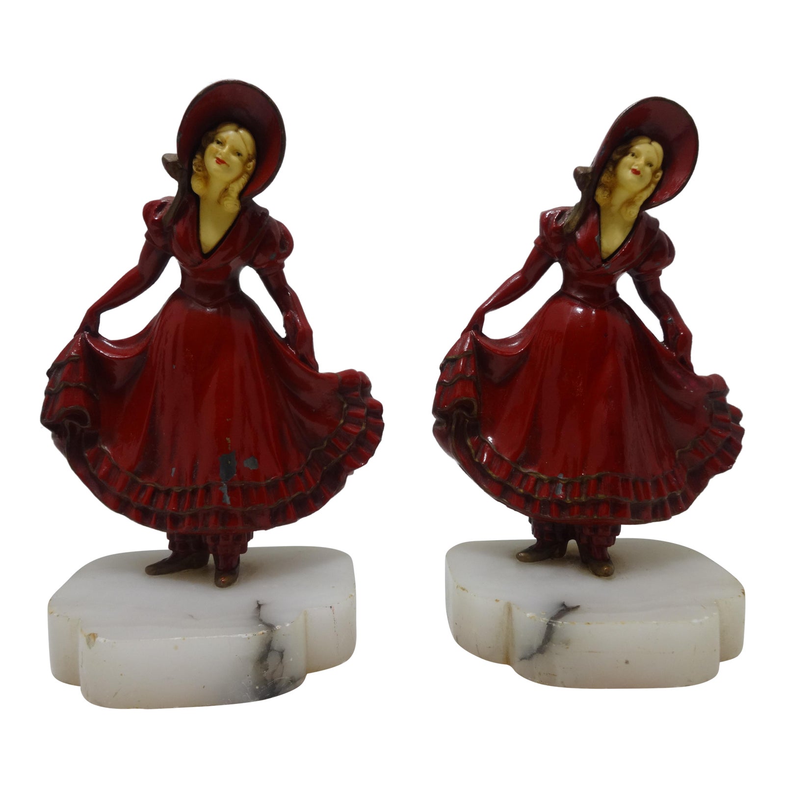 Suffragette Women Pot Metal Bookends - a Pair | Chairish