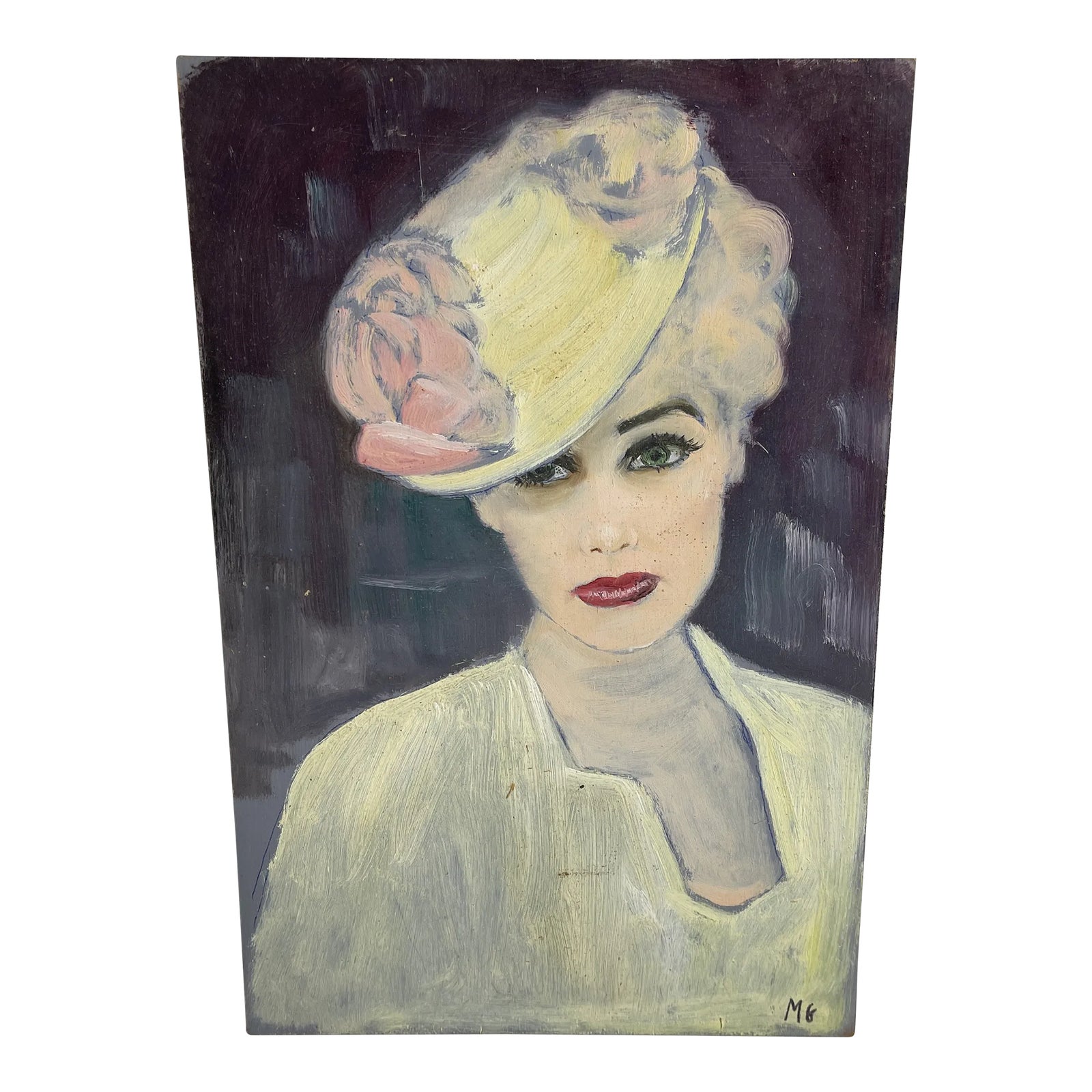 1960s Marc Olivier Gregoire French Portrait Oil Painting of a Woman ...