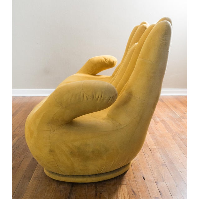 1960s Abstract Yellow Fabric Cupped Hands Couch | Chairish