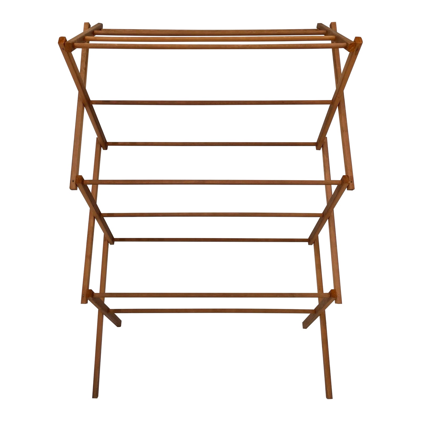 Vintage Tall Wooden Expanding Laundry Drying Rack Quilt Display | Chairish