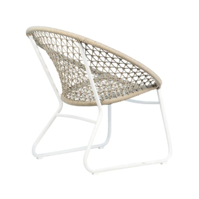 Outdoor Rope & White Round Chair | Chairish