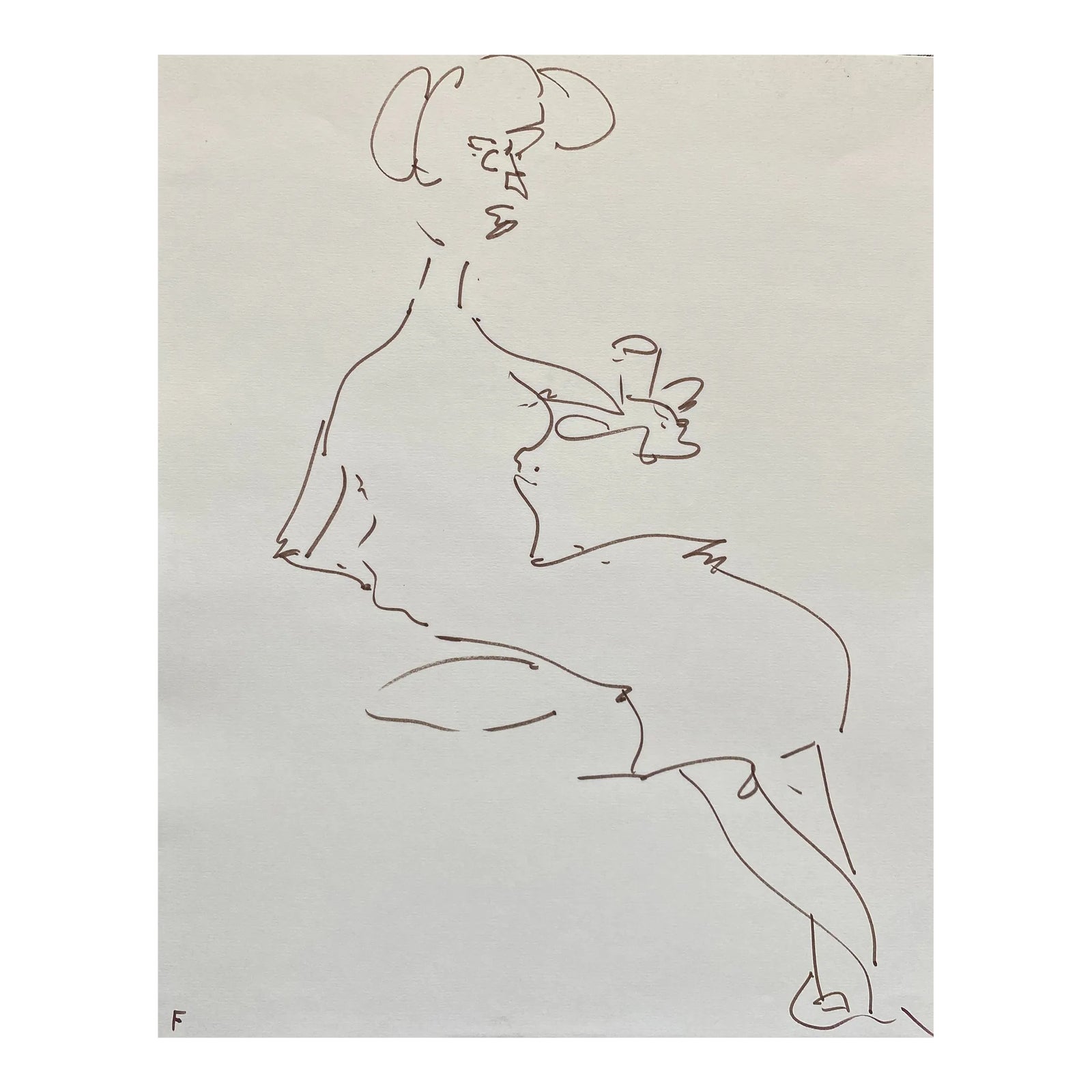 1960s Frank Wallace Mod Centaur Modern Figure Drawing | Chairish