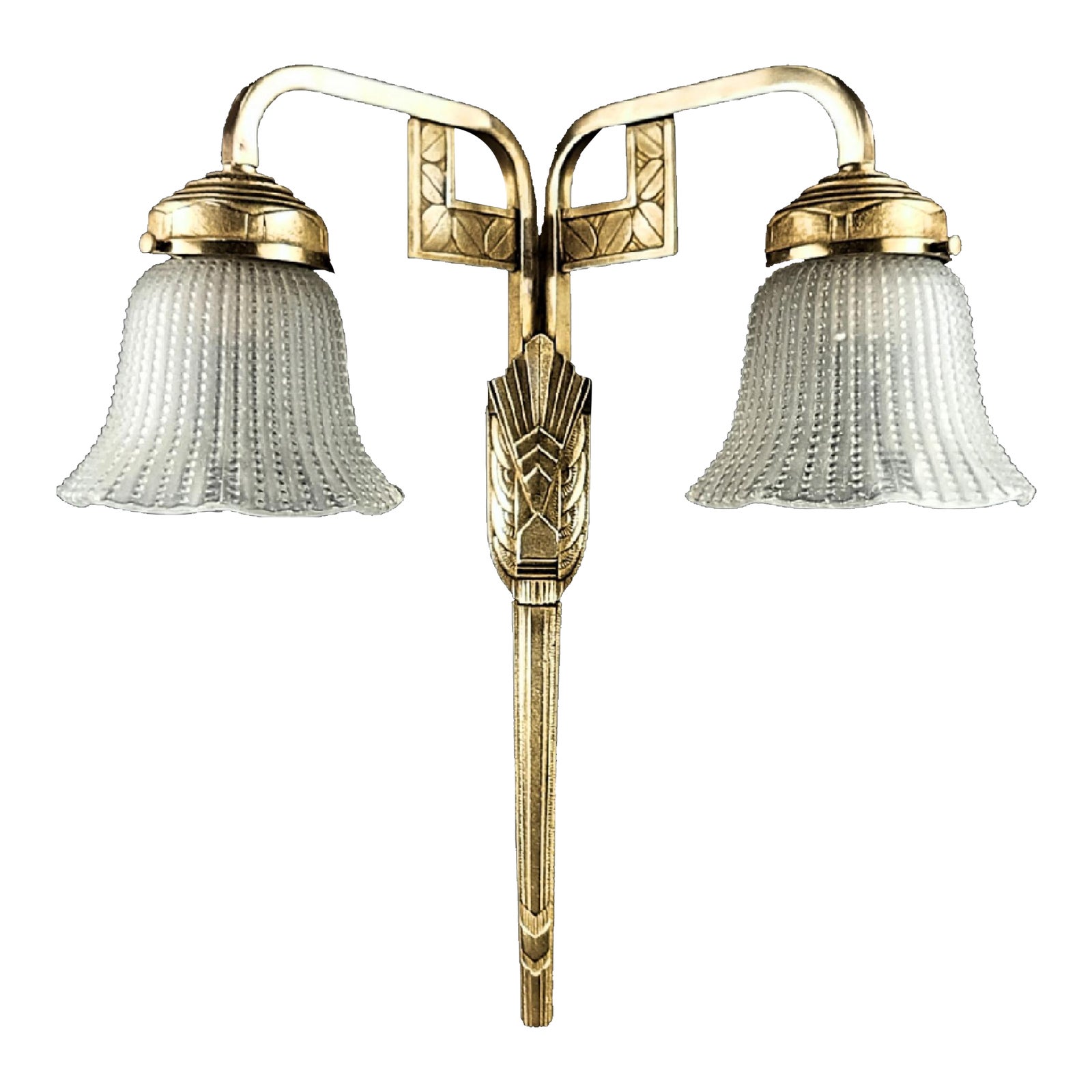 Large Art Deco Wall Sconce, Geometric Shape and Details in the Bronze ...