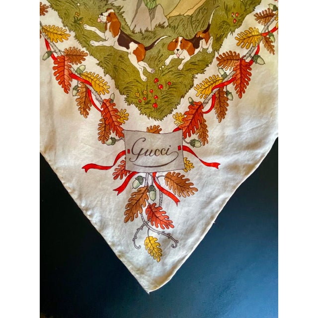 1970s Gucci Fox Hunting Silk Scarf | Chairish