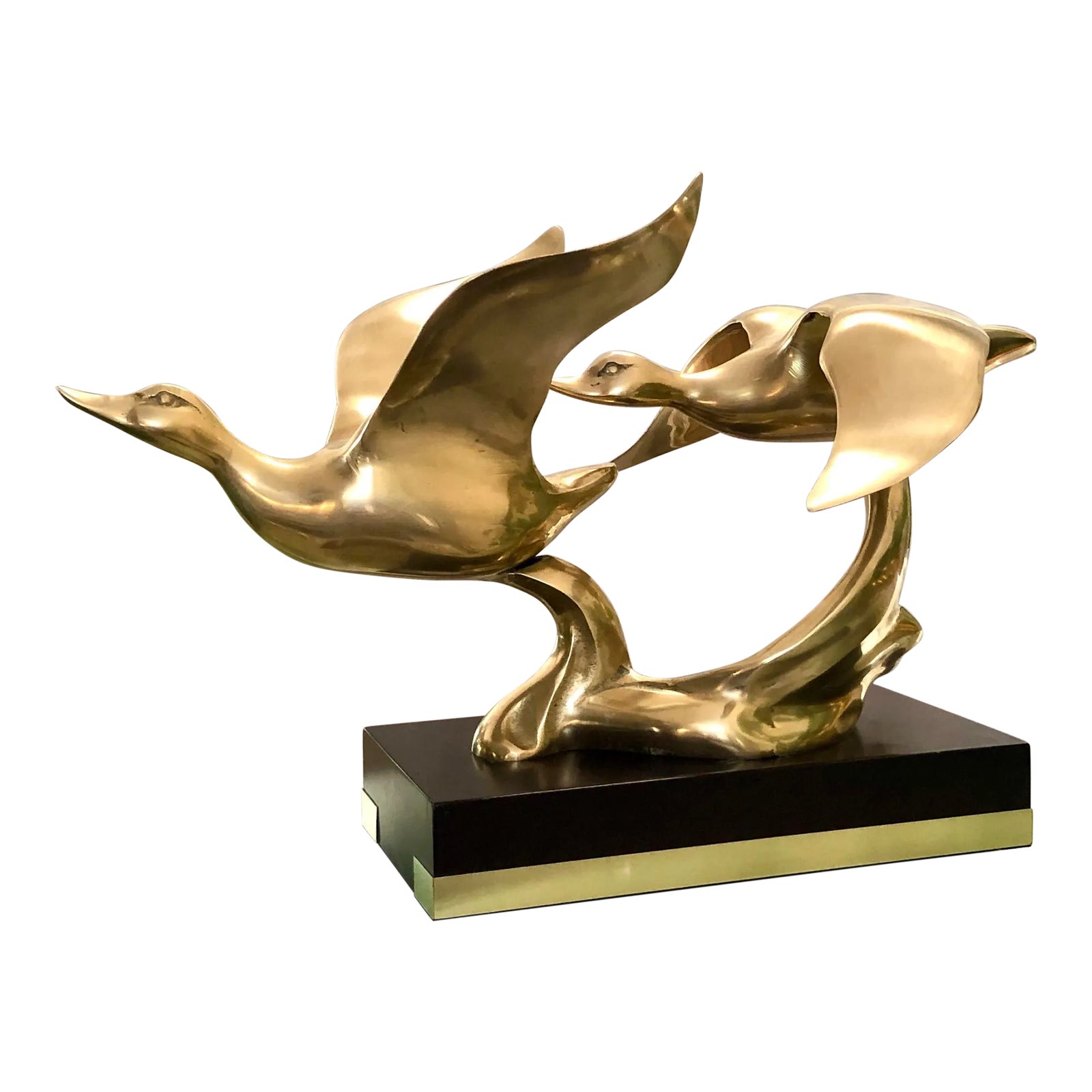 Brass Duck Statue Vintage Mid Century Modern Nautical Beach Duck Figure ...