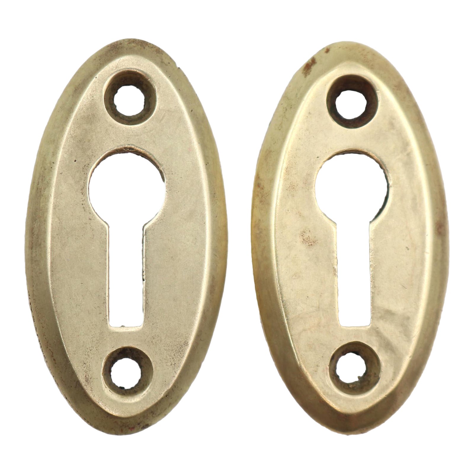 Pair of Vintage Oval Brass Keyhole Covers | Chairish