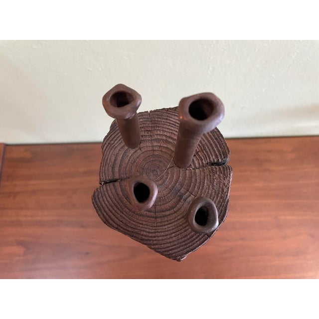 1960s Organic Modern Burnished Wood and Copper Rod Sculpture by Robert ...