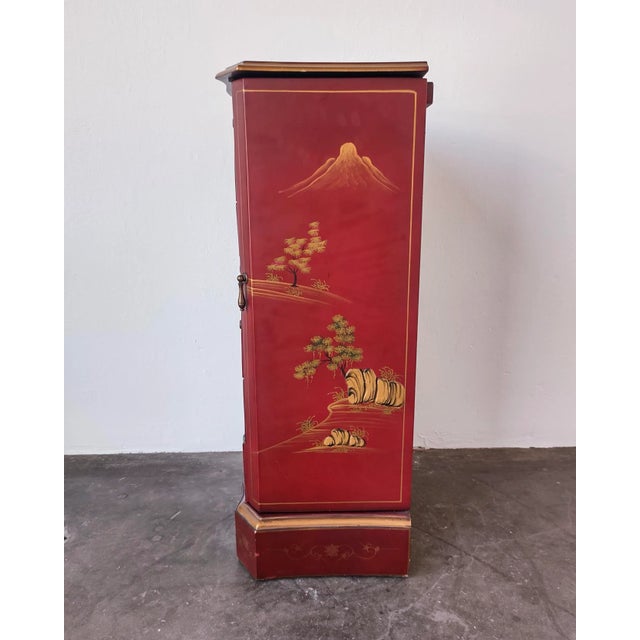 Red Chinese Jewelry Chest of Drawers Storage | Chairish