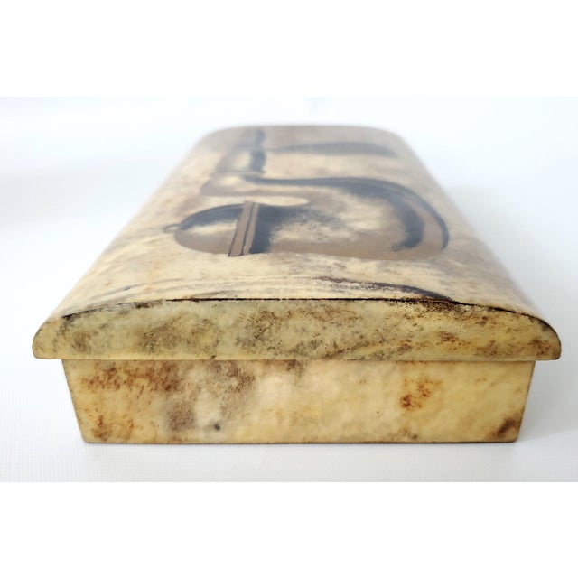 Aldo Tura Fornasetti Style Brown GoatSkin Parchment Box With Hand ...