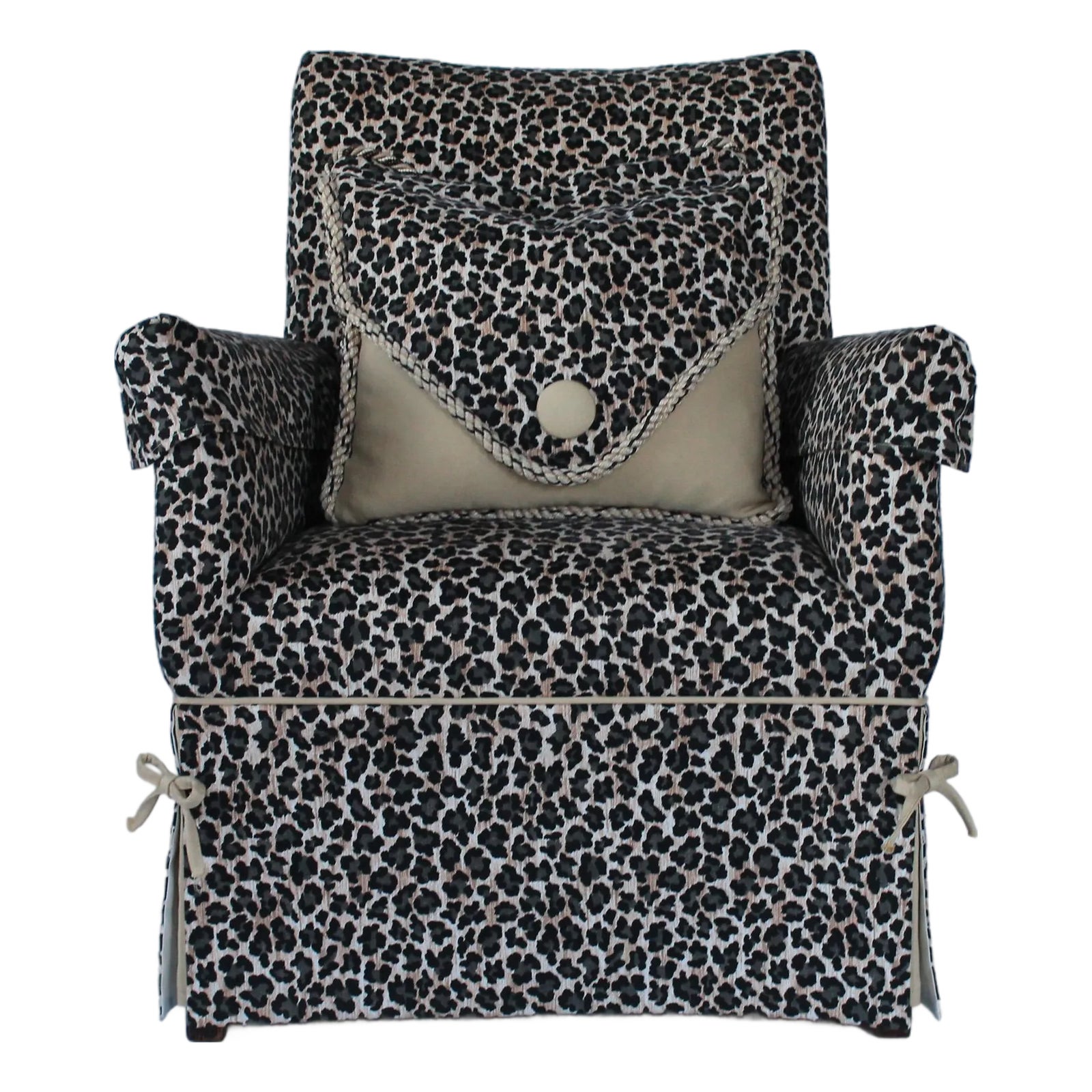 Vintage Custom Upholstered Animal Print Arm Chair | Chairish