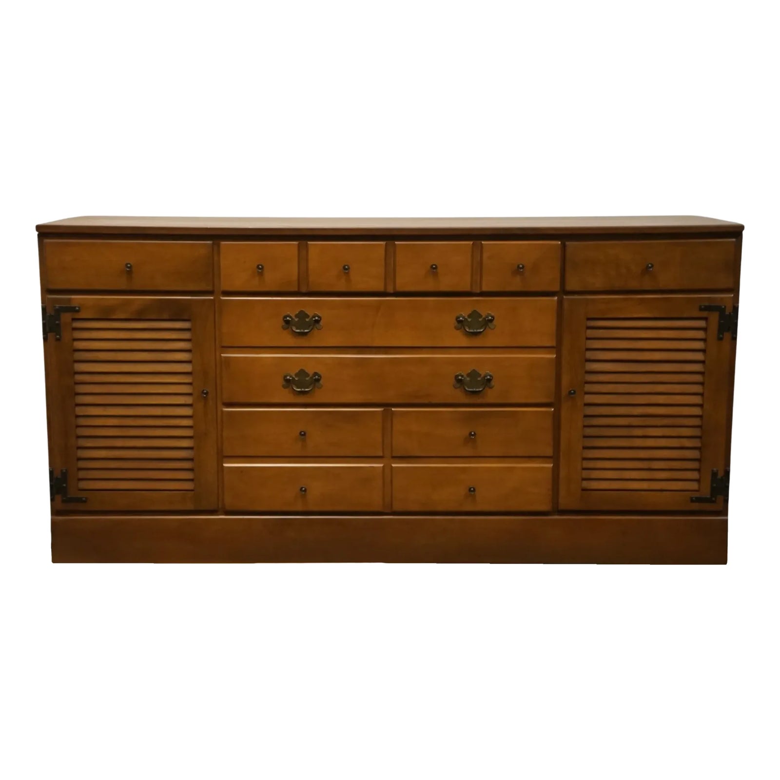 Ethan Allen Heirloom Nutmeg Maple Colonial Early American 60" Triple ...