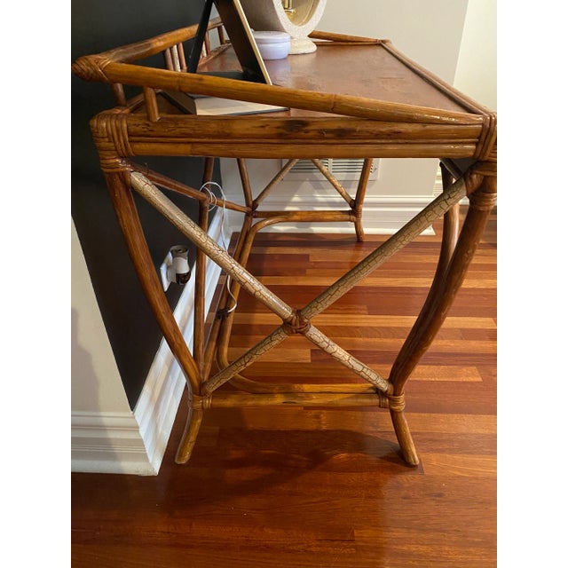 Vintage Mid Century Bohemian Boho Chic Rattan Bamboo Writing Desk ...
