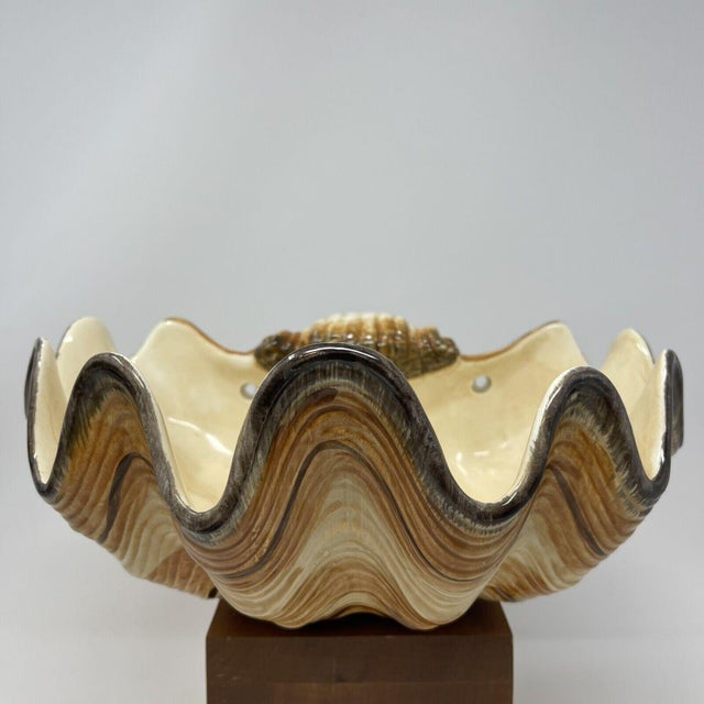 Vintage Fitz and Floyd Nautilus Striped Clam Shell Planter Wall Pocket ...