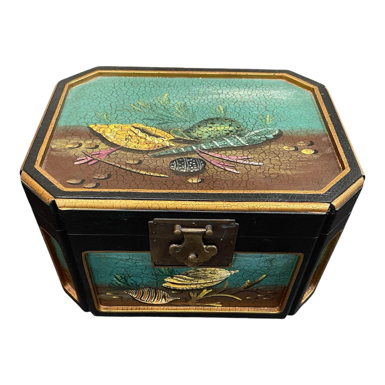 1990s Vintage Hand-Painted Decorative Box | Chairish
