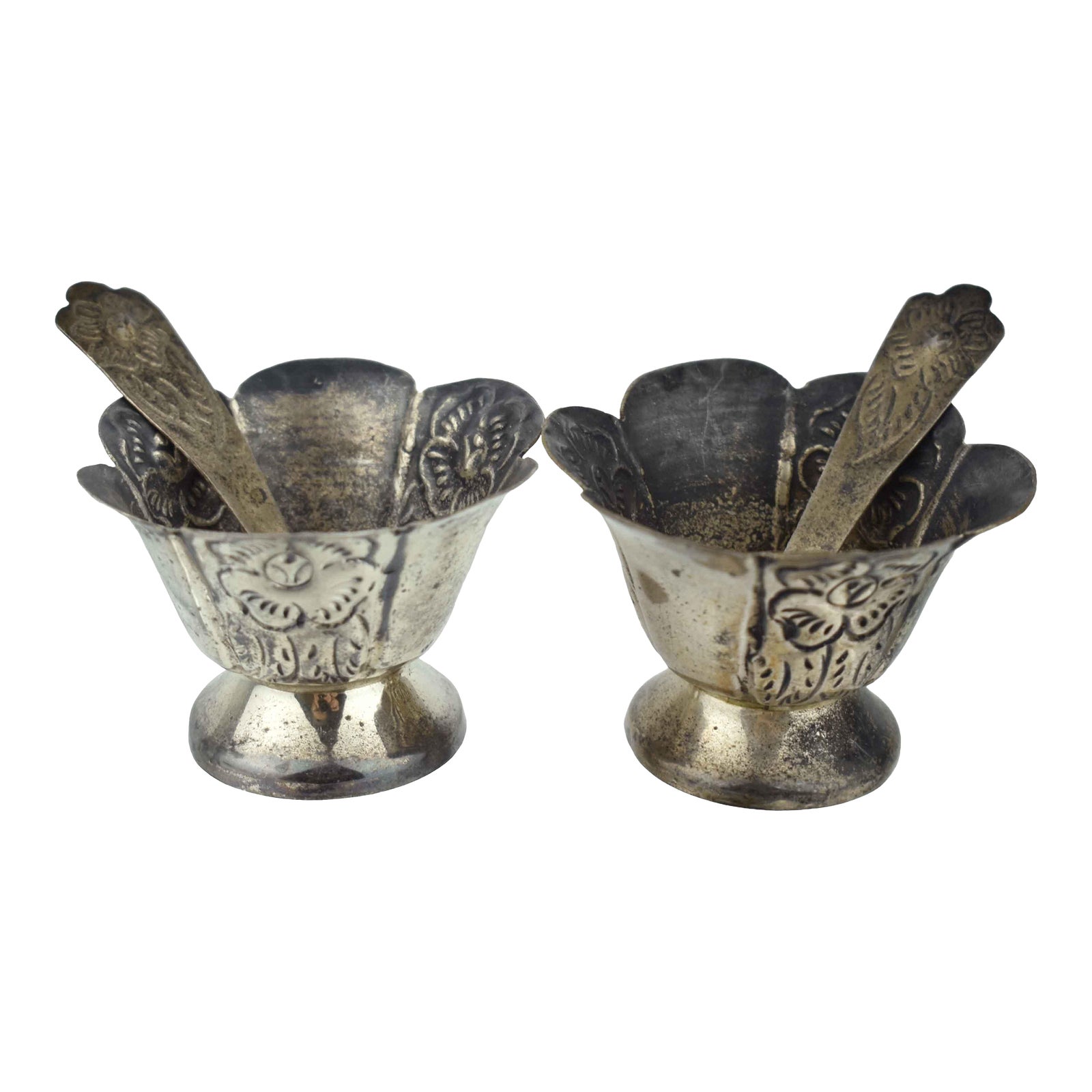 Early 20th Century Sterling Silver Floral Design Open Salt Cellar With ...