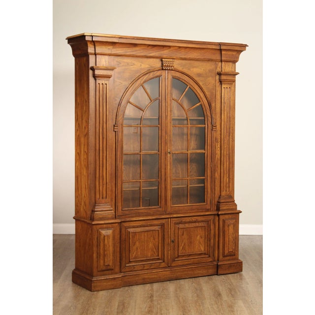 Baker Furniture Georgian Style Large Architectural Oak Bookcase Display ...