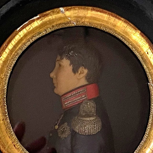 French School Miniature Wax Portrait Profile of a Military Gentleman ...