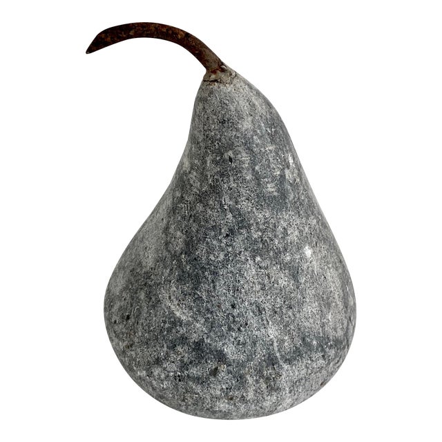 Small Hand-Carved Gray Marble Pear | Chairish