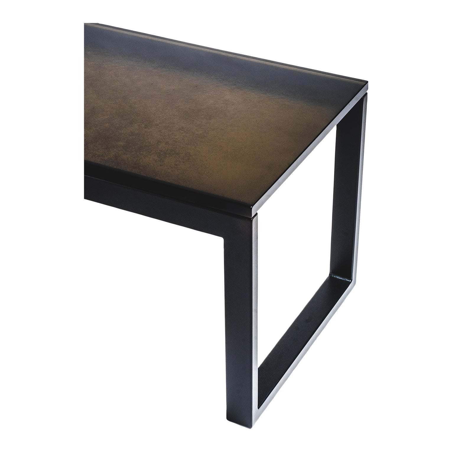 Industrial Modern Thick Black & Bronze Cast Glass Coffee Table | Chairish