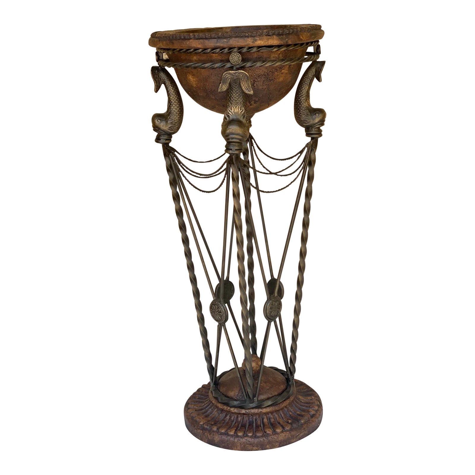 Vintage Koi Fish Jardiniere Planter on Stand | Chairish