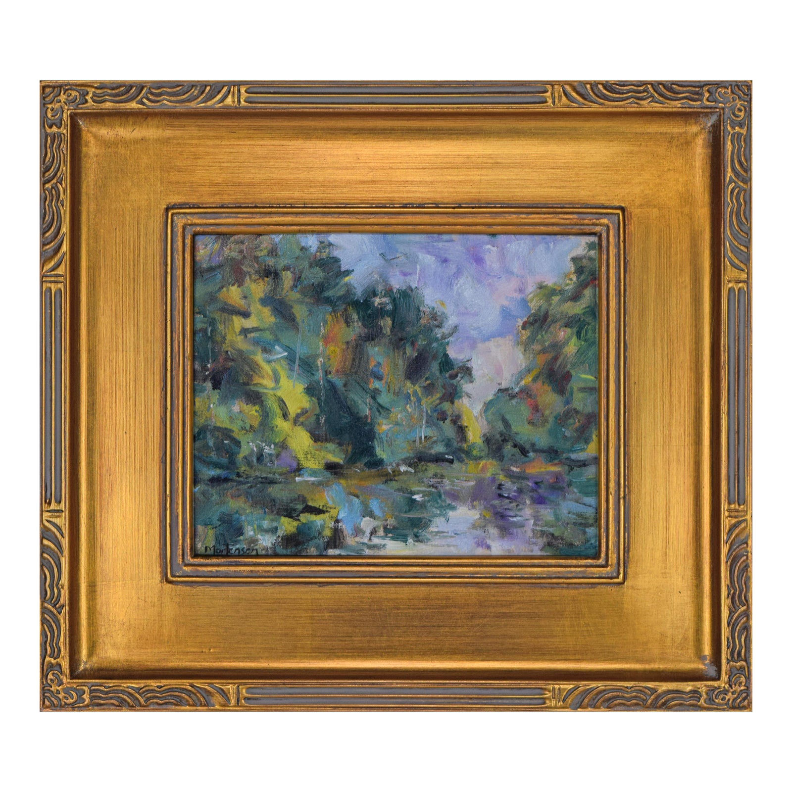 Contemporary Post Impressionist Landscape Painting With Lake | Chairish