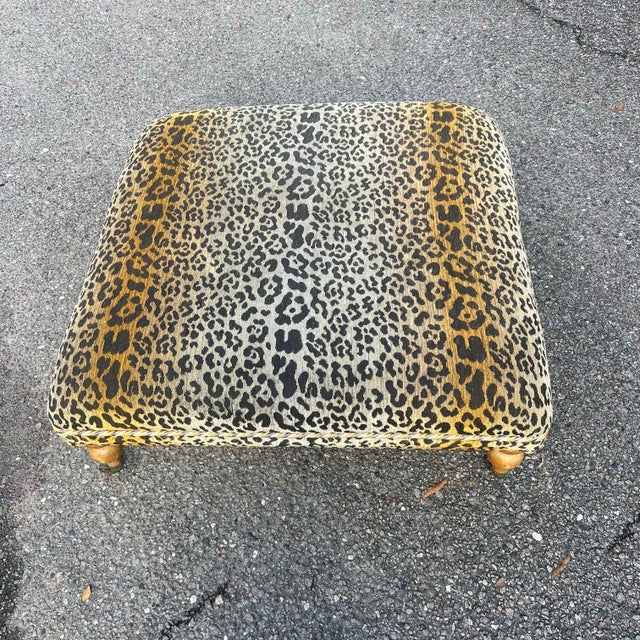 Large 1990s Custom Leopard Print Ottoman/Coffee Table | Chairish