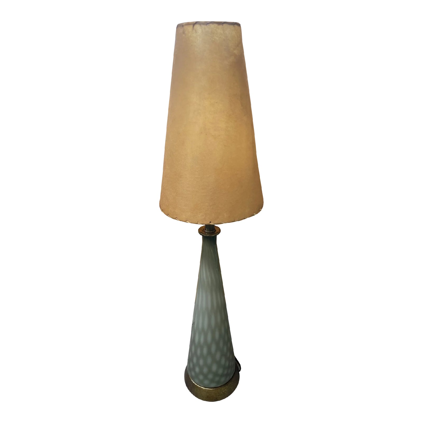 Mid 20th Century Slate Green Empoli Glass Table Lamp | Chairish