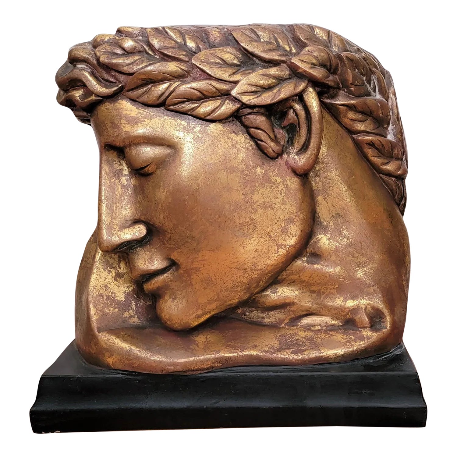 Apollo Bust With Laurel Wreath Burnished Gold | Chairish