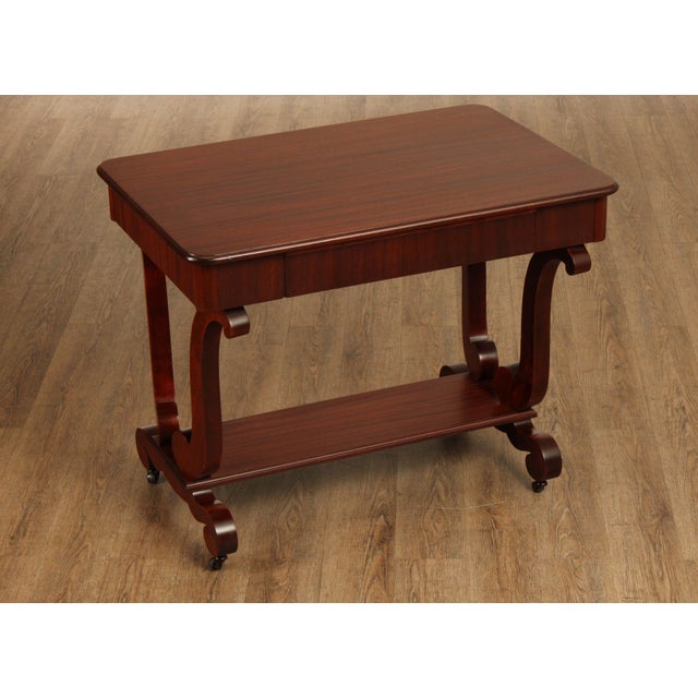Antique American Empire Style One Drawer Mahogany Library Table Desk ...