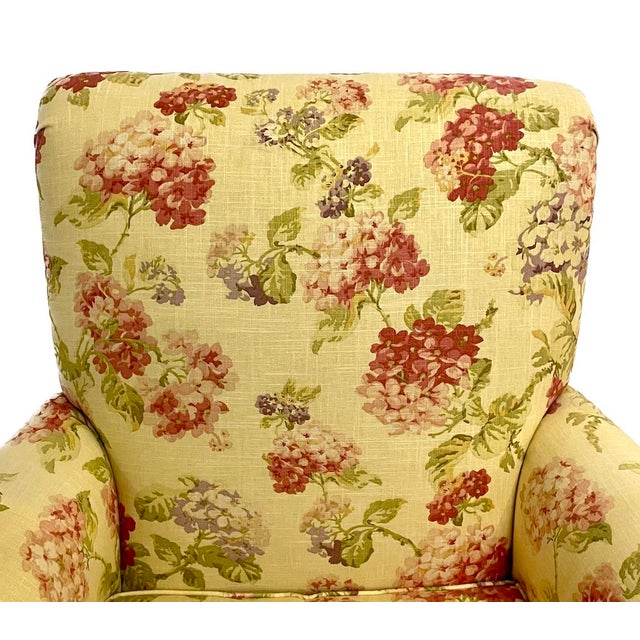 Vintage Floral Linen Upholstered Club Chair | Chairish